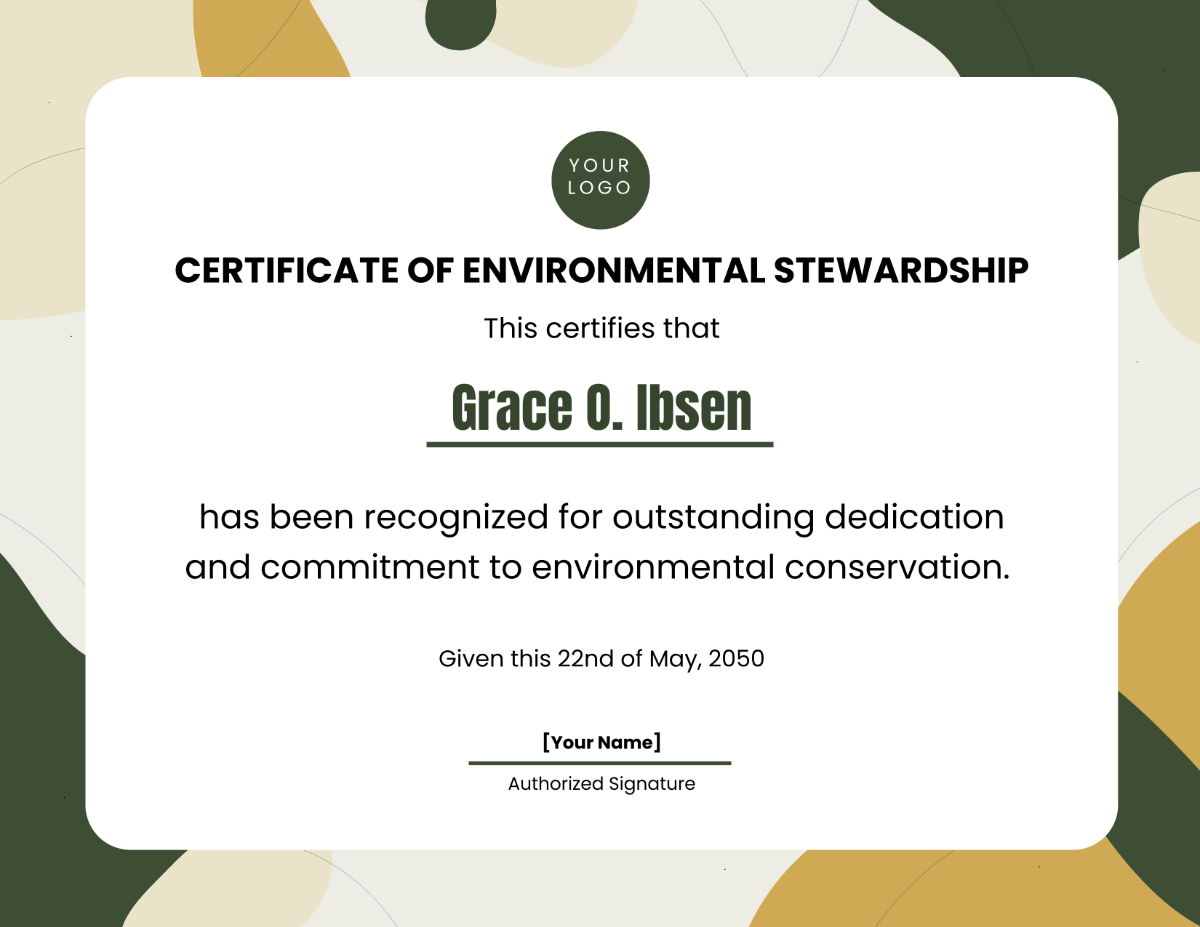 Environment Protection Certificate Template - Edit Online & Download ...