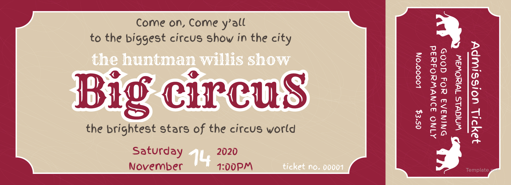 Free Circus Admission Ticket Template In Adobe Photoshop Microsoft 