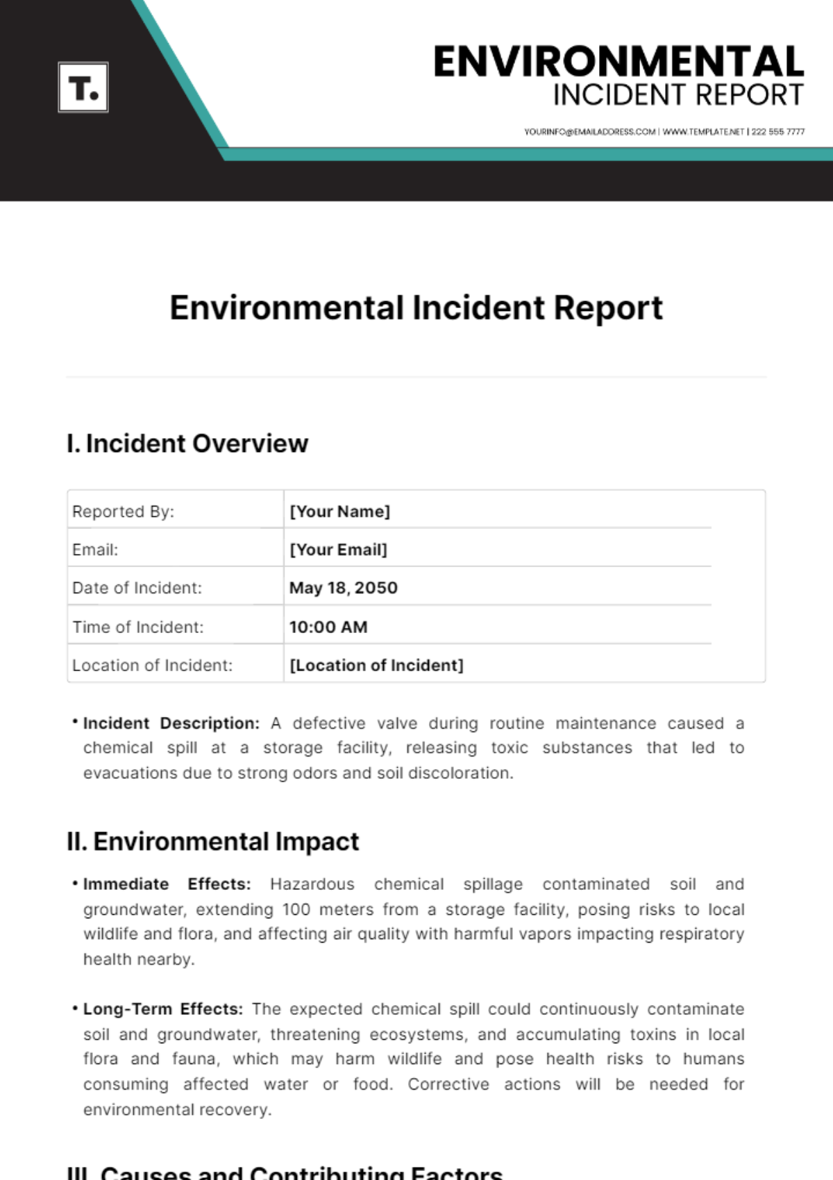 Environmental Incident Report Template - Edit Online & Download Example ...
