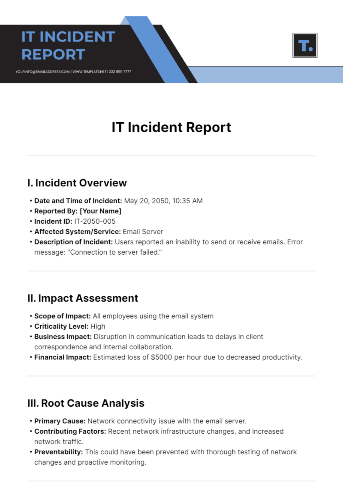 Free IT Incident Report Template - Edit Online & Download | Template.net