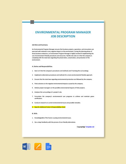 FREE Environmental Project Manager Cover Letter - Word | Google Doc ...