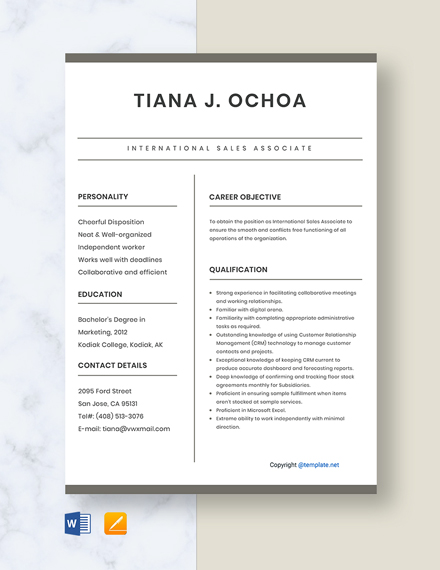 Free Project Associate Resume - Download in Word, Apple Pages ...
