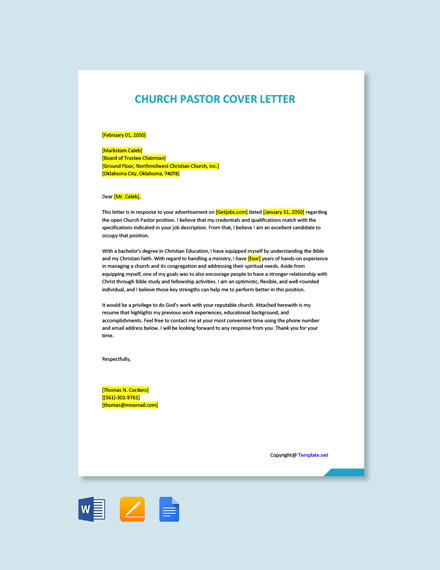 FREE Church Financial Secretary Cover Letter - Word | Google Doc ...