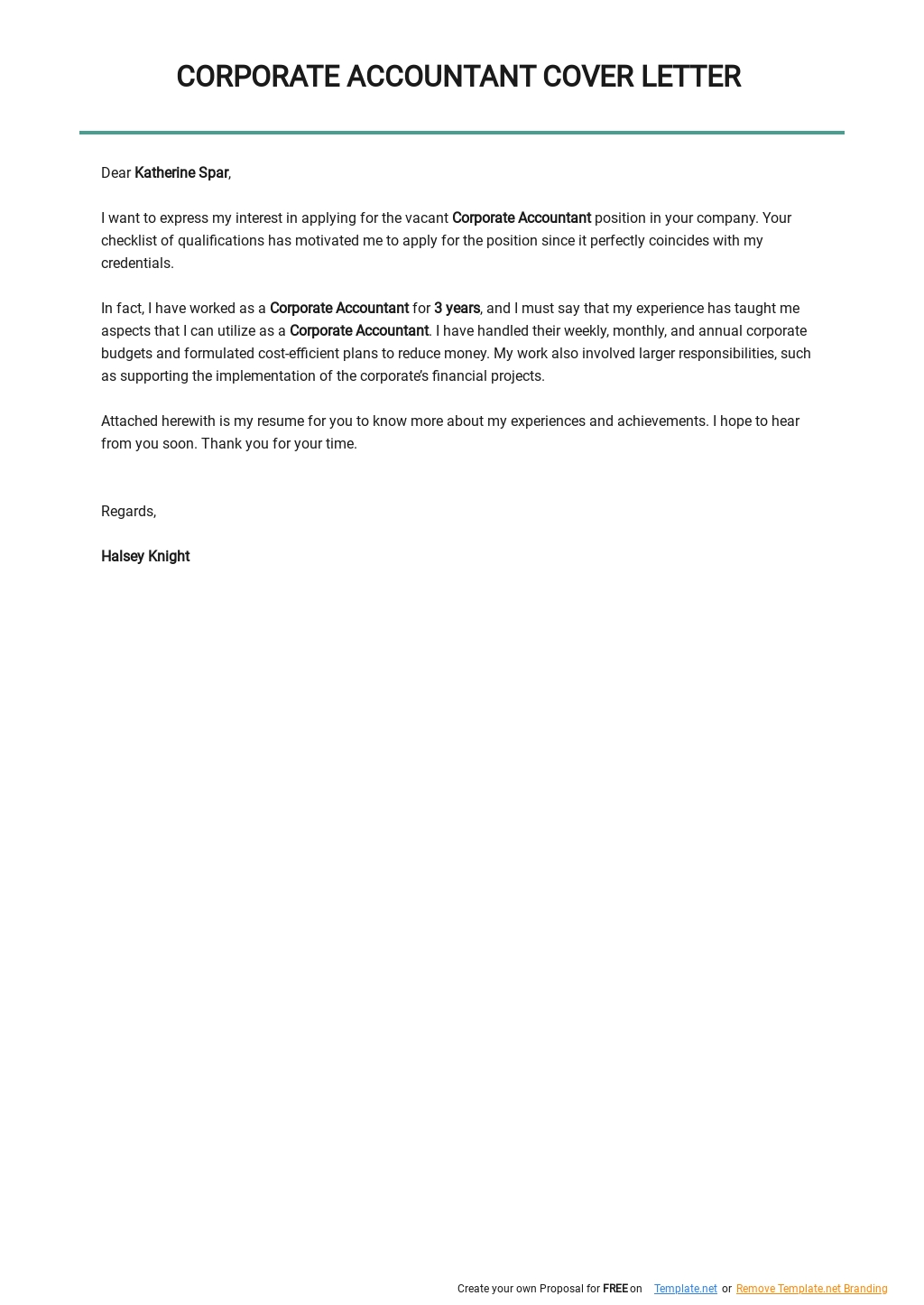 Corporate Communications Cover Letter Template