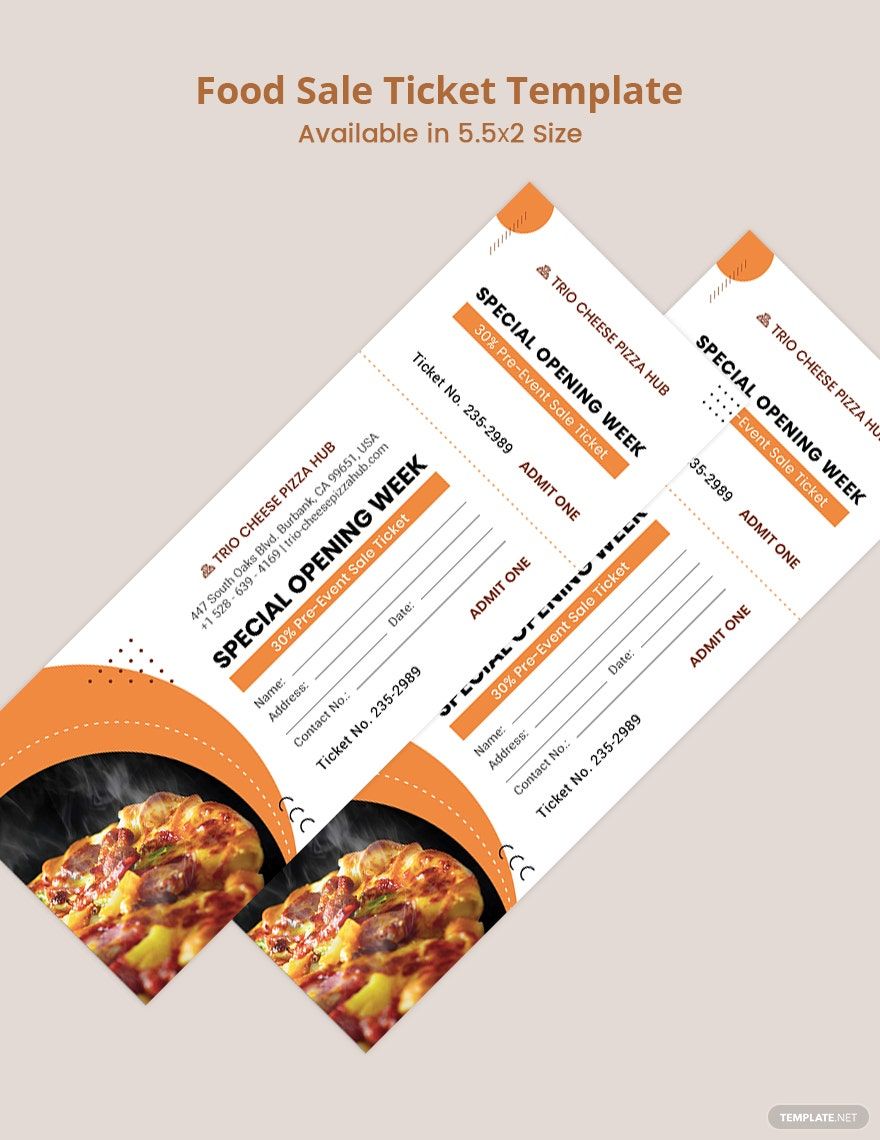 Food Sale Ticket Template In Illustrator PSD Word Publisher Pages 