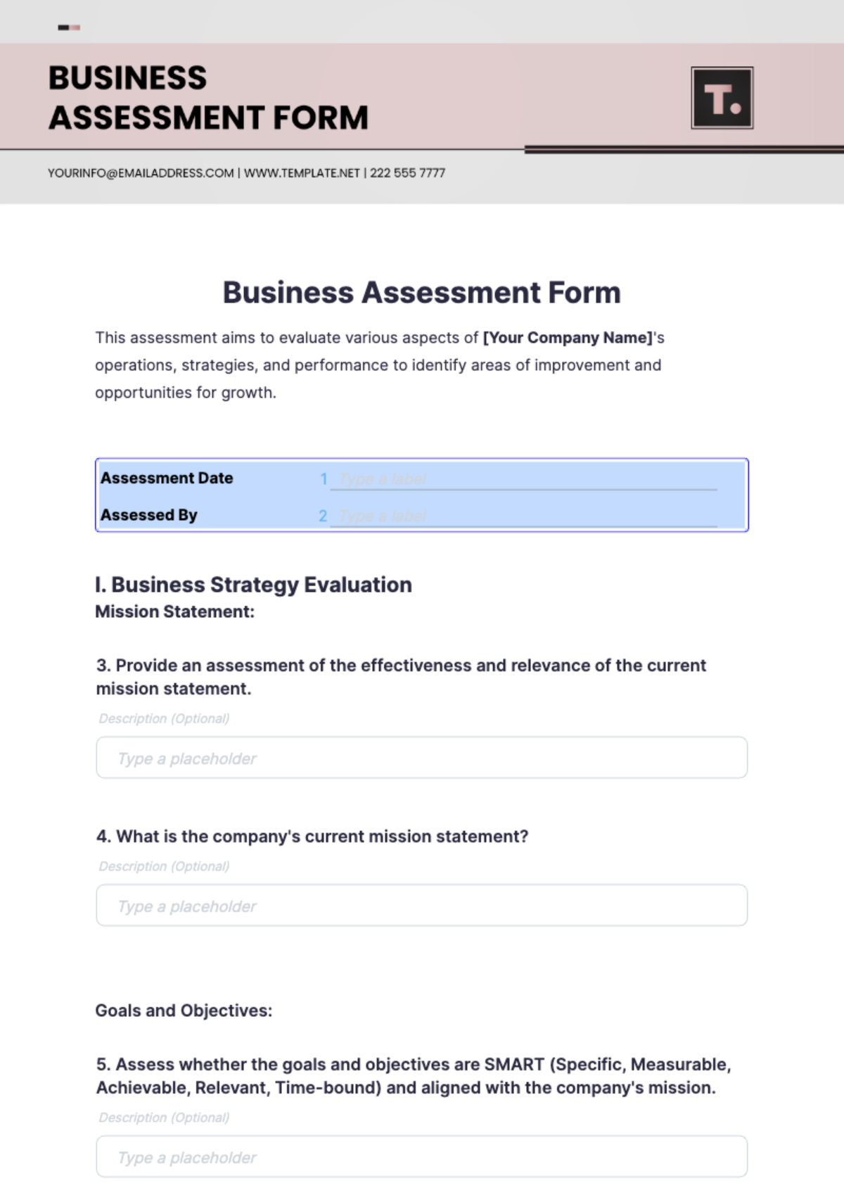 FREE Assessment Form Templates Examples Edit Online Download