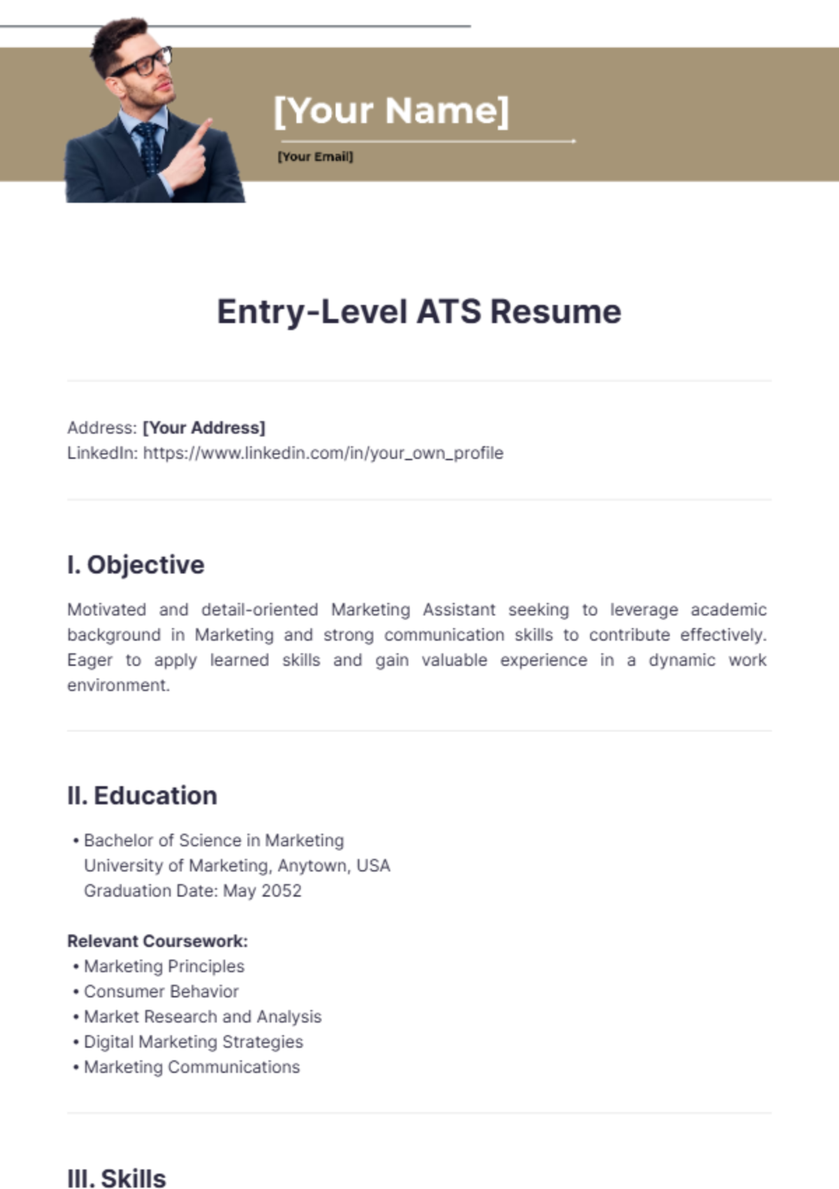 Entry-Level ATS Resume - Edit Online & Download Example | Template.net
