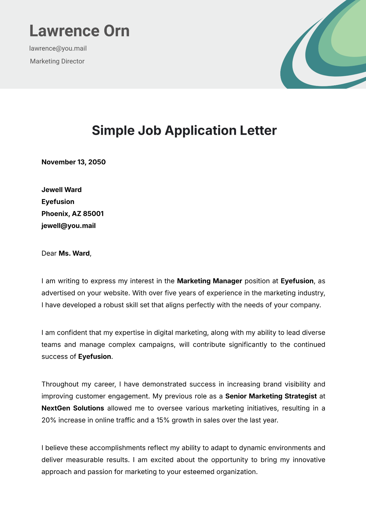 Cover Letter Template To Apply For A Job Infoupdate