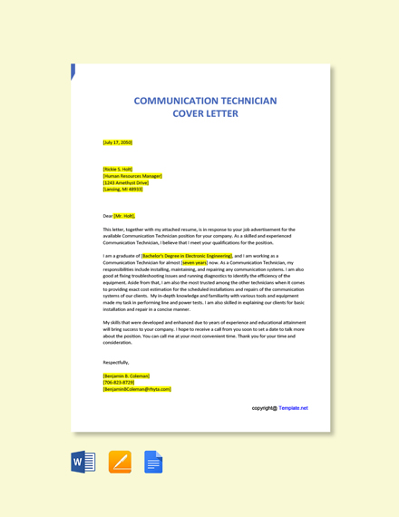 Free Clinical Laboratory Technician Cover Letter Template - Google Docs, Word | Template.net