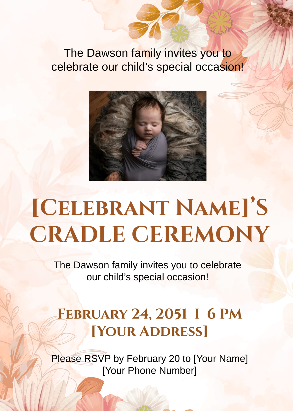 Cradle ceremony invitation Template - Edit Online & Download Example ...
