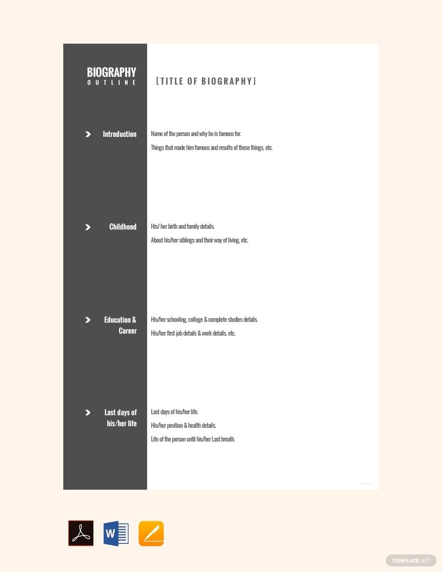 Character Biography Outline Template Google Docs Word Apple Pages 