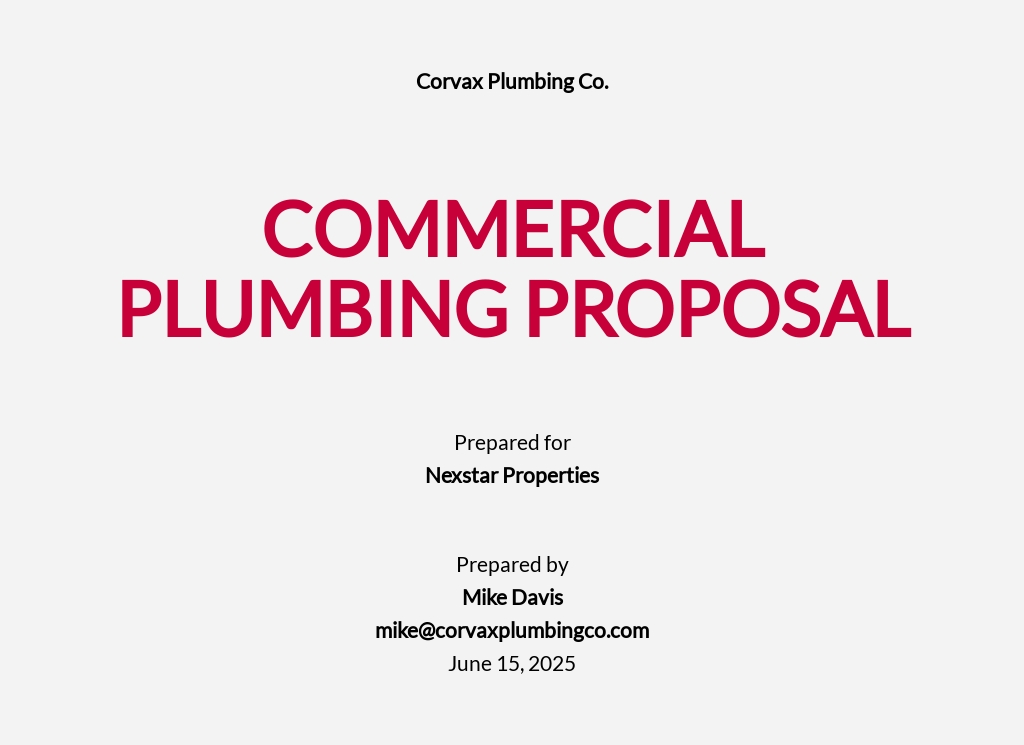 Commercial Plumbing Proposal Template In Google Docs Word Apple Pages 