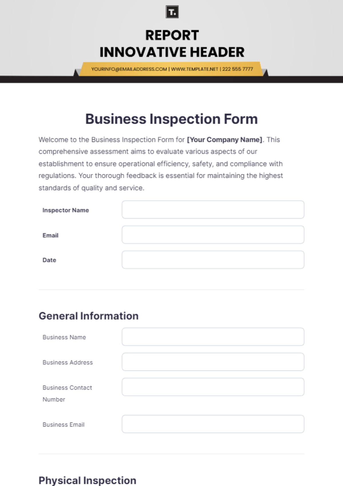 Business Inspection Form Template - Edit Online & Download Example ...