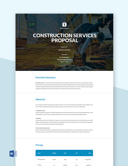 General Contractor Services Proposal Template - Google Docs, Word ...
