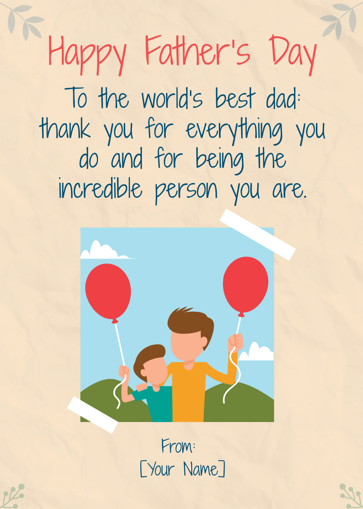 Father's Day Handmade Card Template - Edit Online & Download Example ...