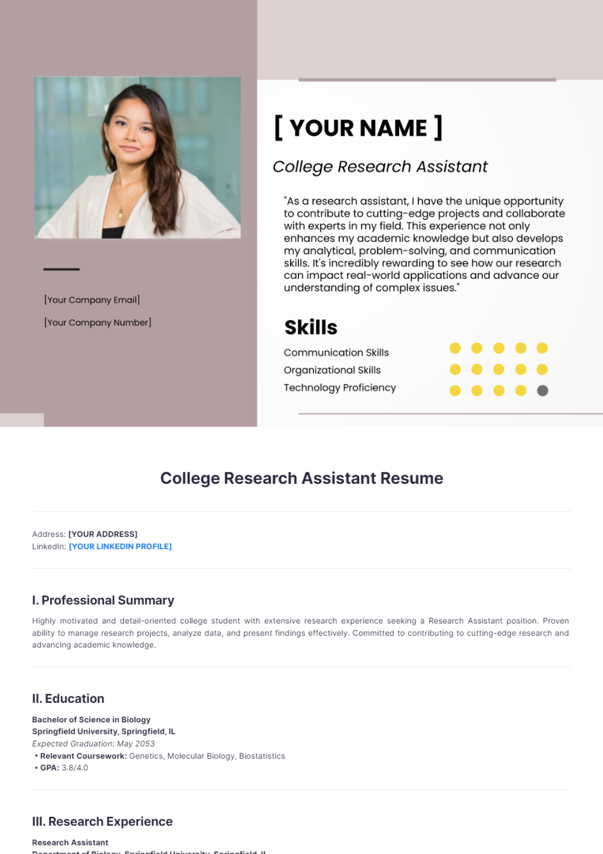 College Research Assistant Resume - Edit Online & Download Example ...