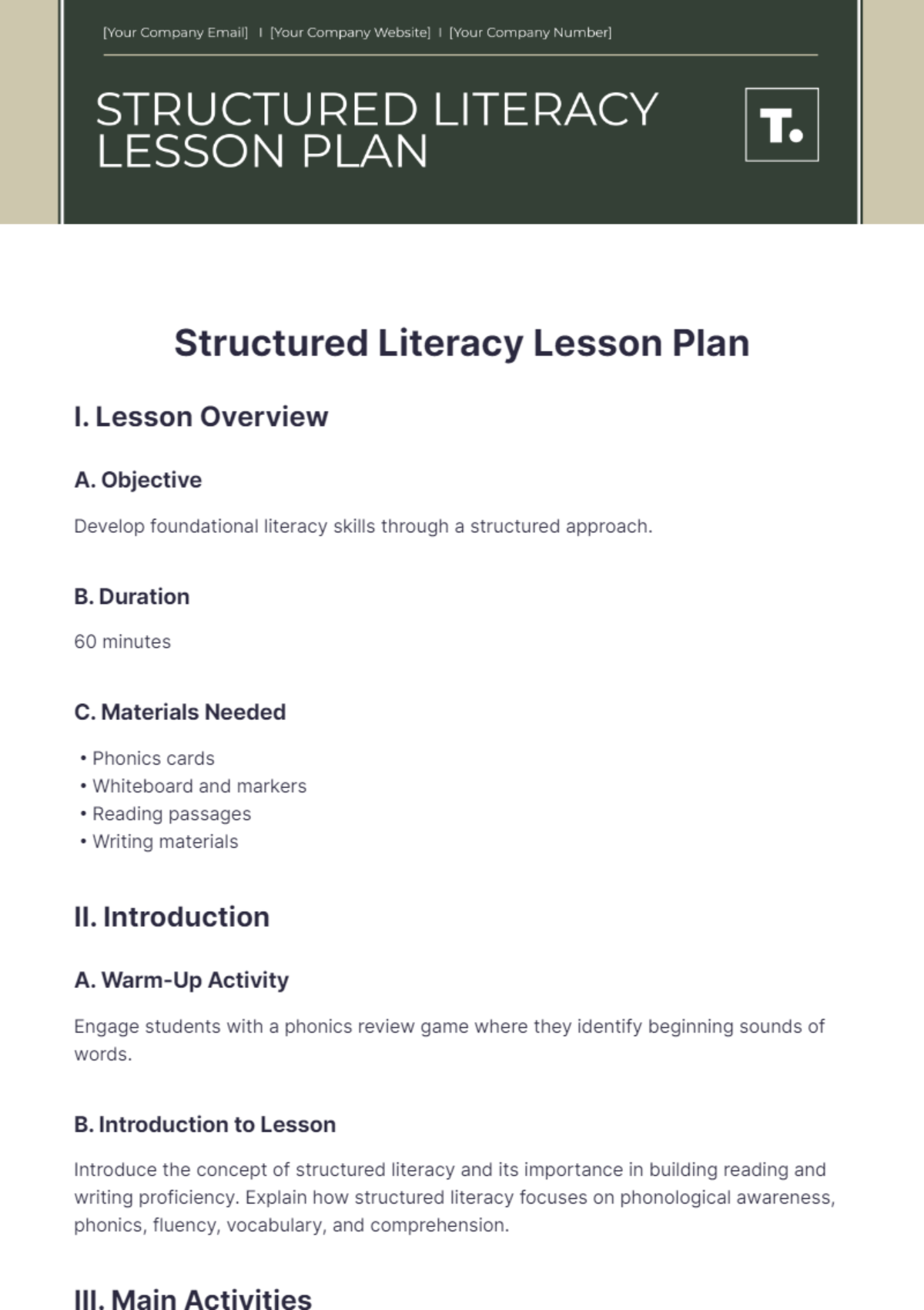 Free Structured Literacy Lesson Plan Template To Edit Online Free Structured Literacy Lesson Plan Template To Edit Online
