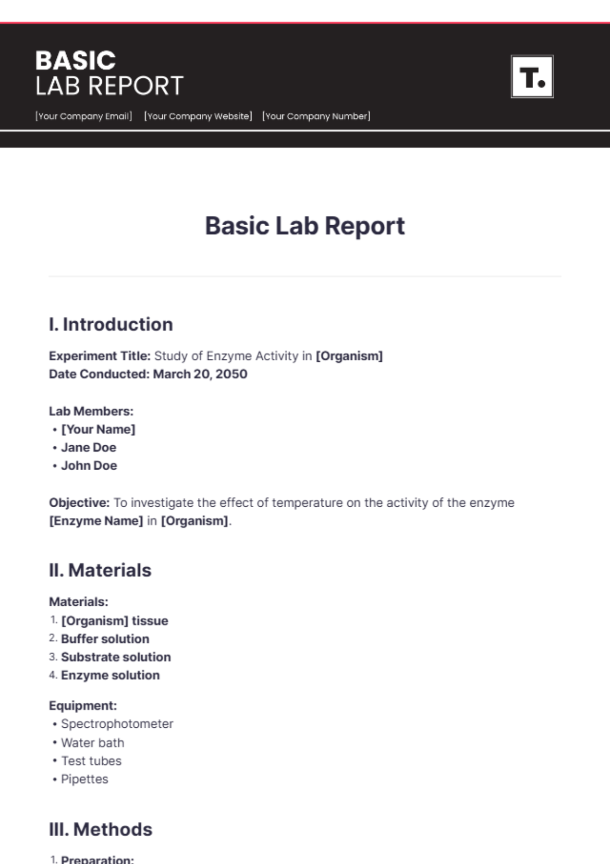 Basic Lab Report Template - Edit Online & Download Example | Template.net