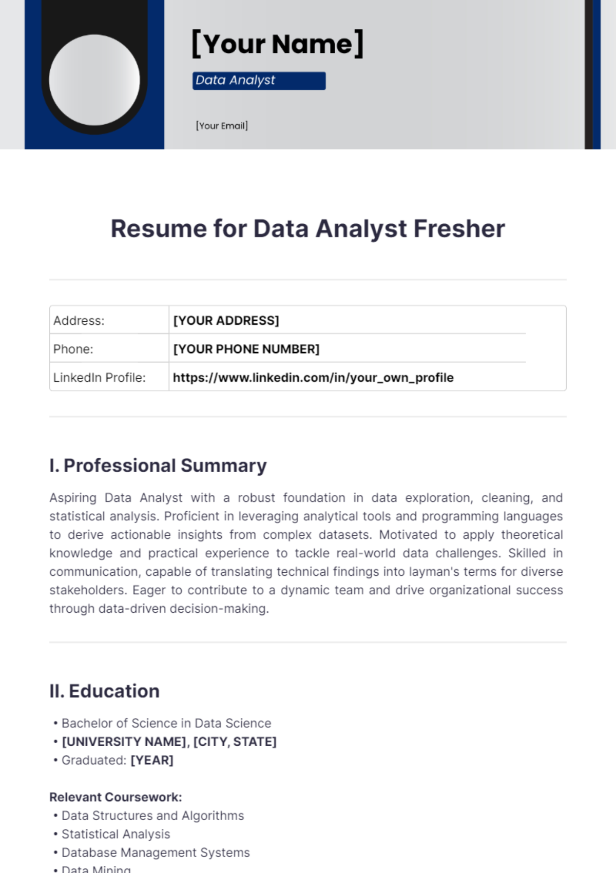 Free Data Analyst Resume Templates To Edit Online And Download Free Data Analyst Resume Templates To Edit Online And Download