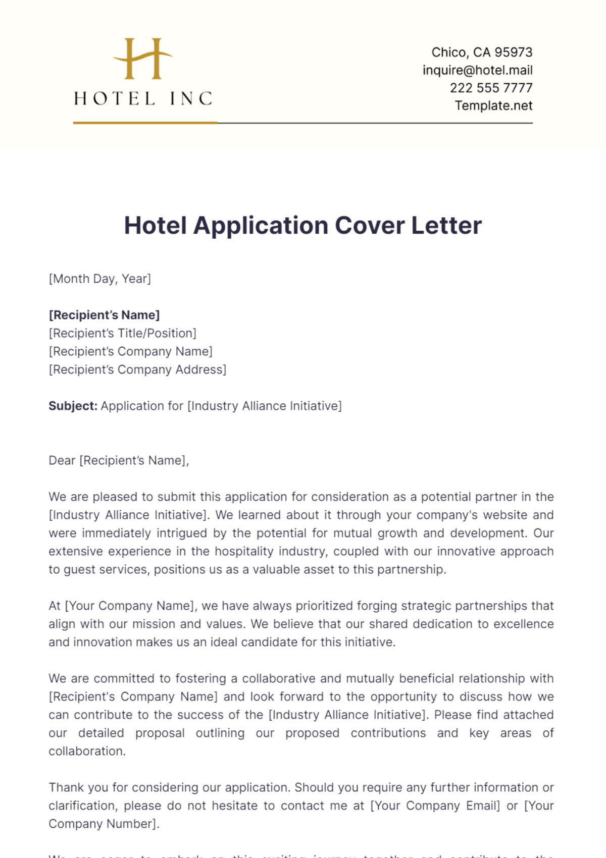FREE Hotel Letter Templates Examples Edit Online Download