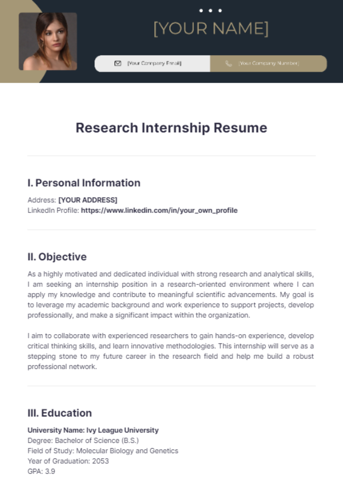 Research Internship Resume - Edit Online & Download Example | Template.net