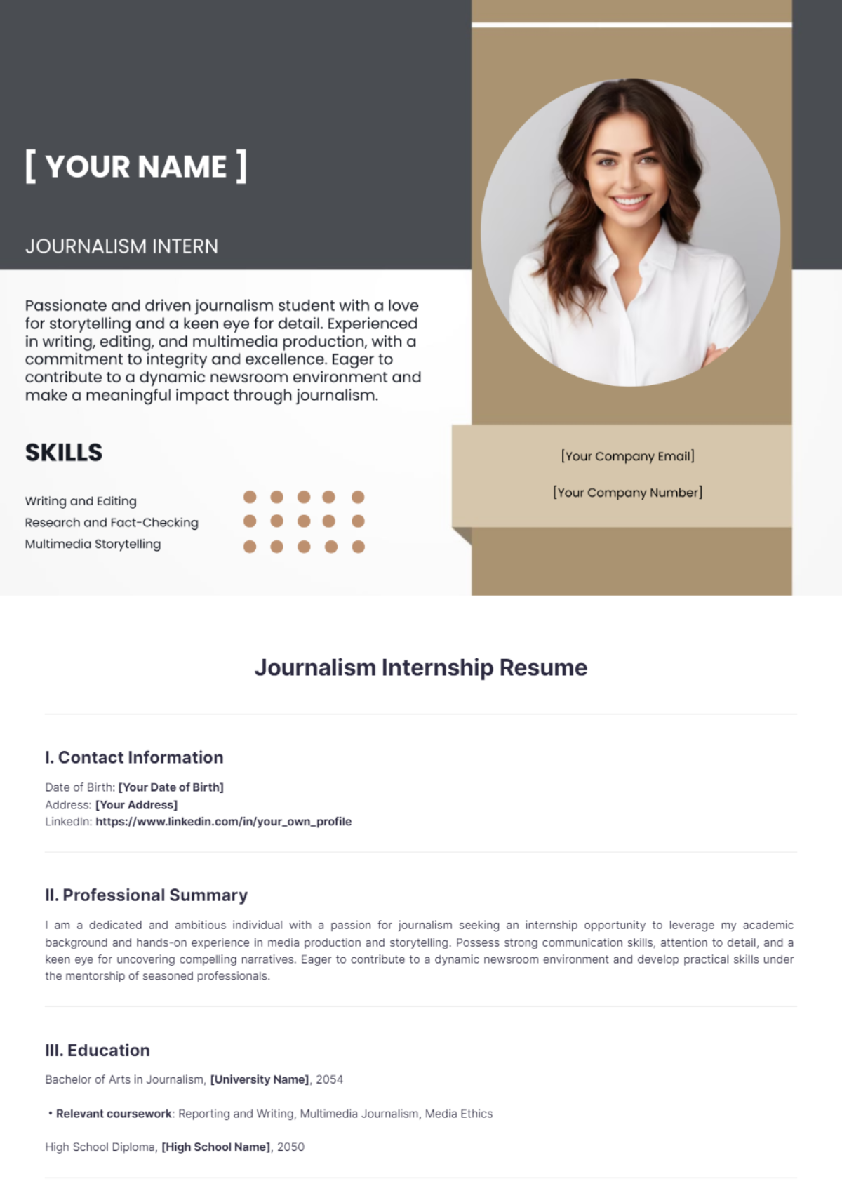 Journalism Internship Resume - Edit Online & Download Example ...