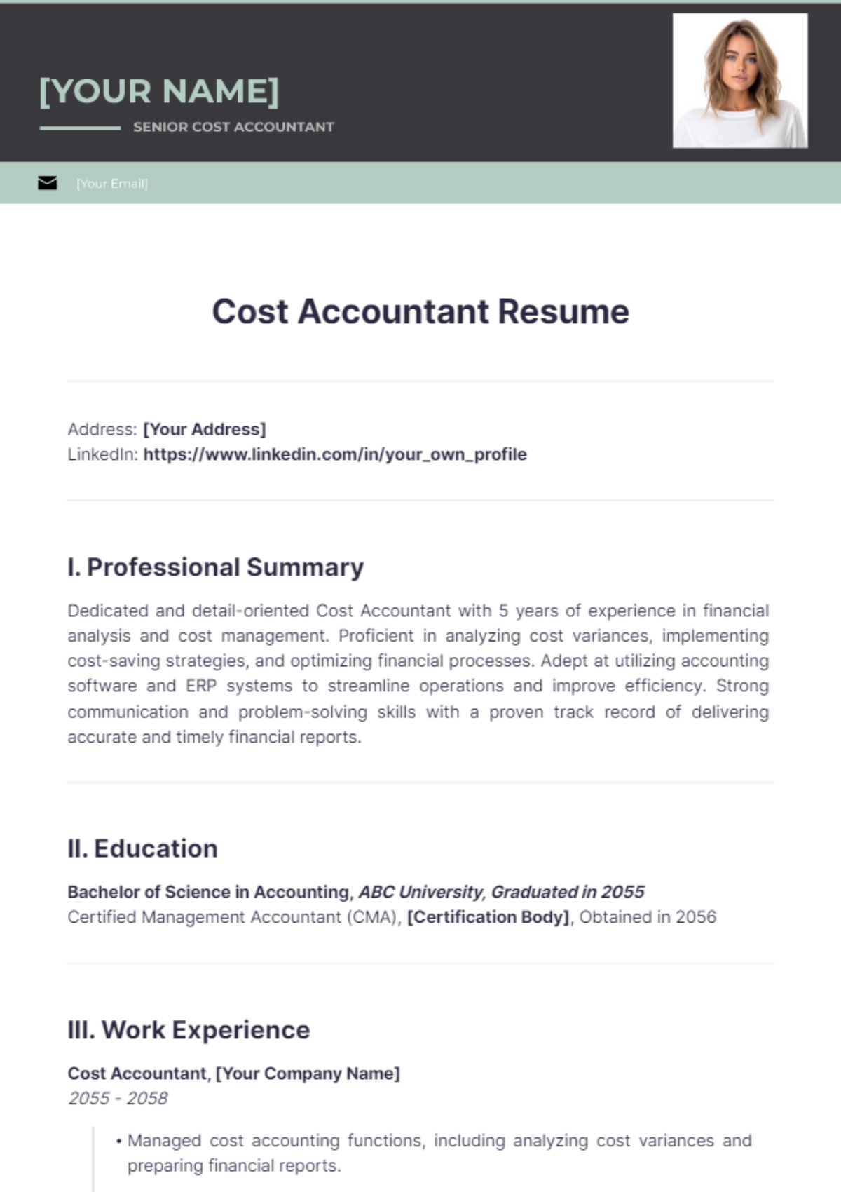 Cost Accountant Resume - Edit Online & Download Example | Template.net