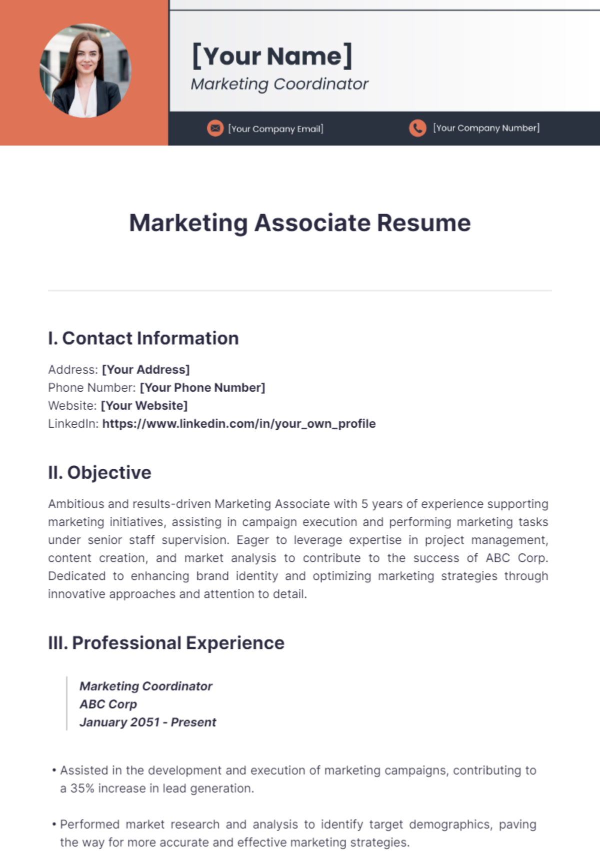 Marketing Associate Resume - Edit Online & Download Example | Template.net