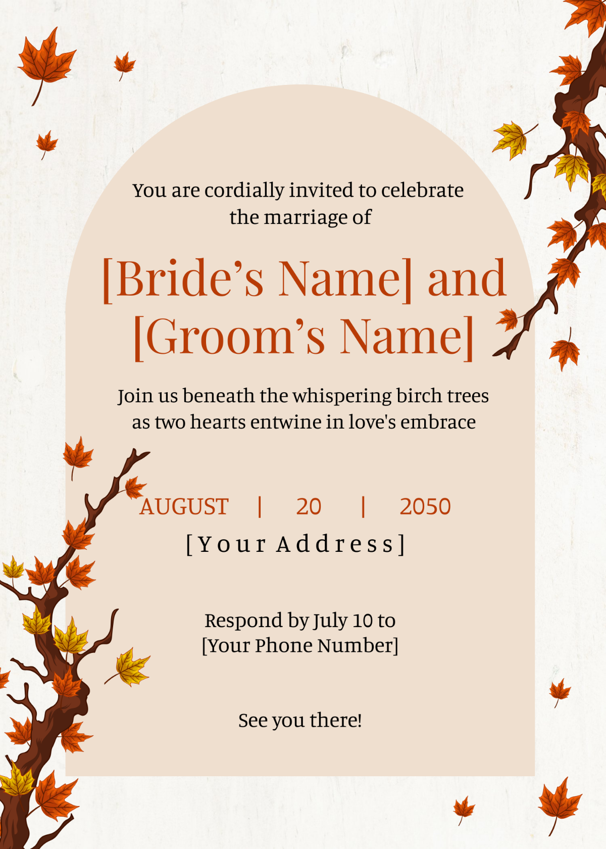 Birch Trees Wedding Invitation Templates | Template.net