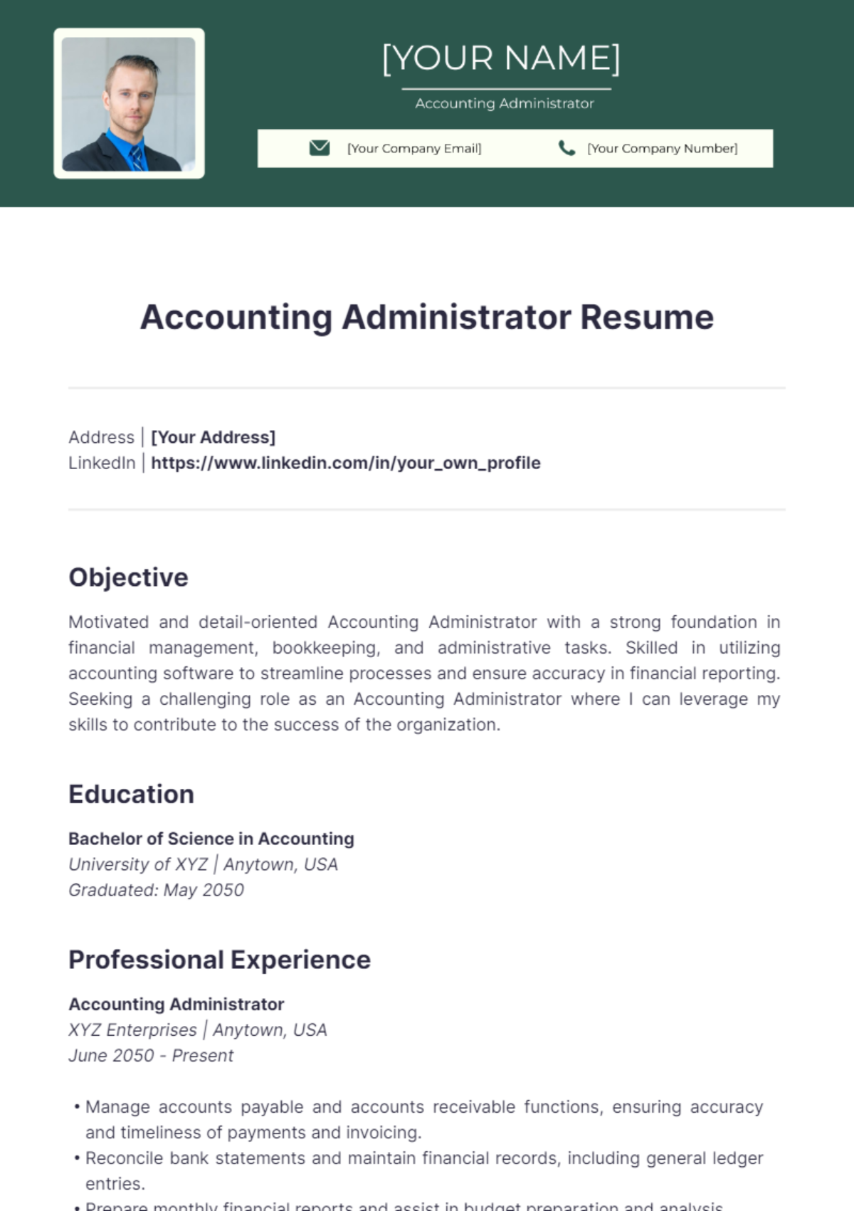 Accounting Administrator Resume - Edit Online & Download Example ...