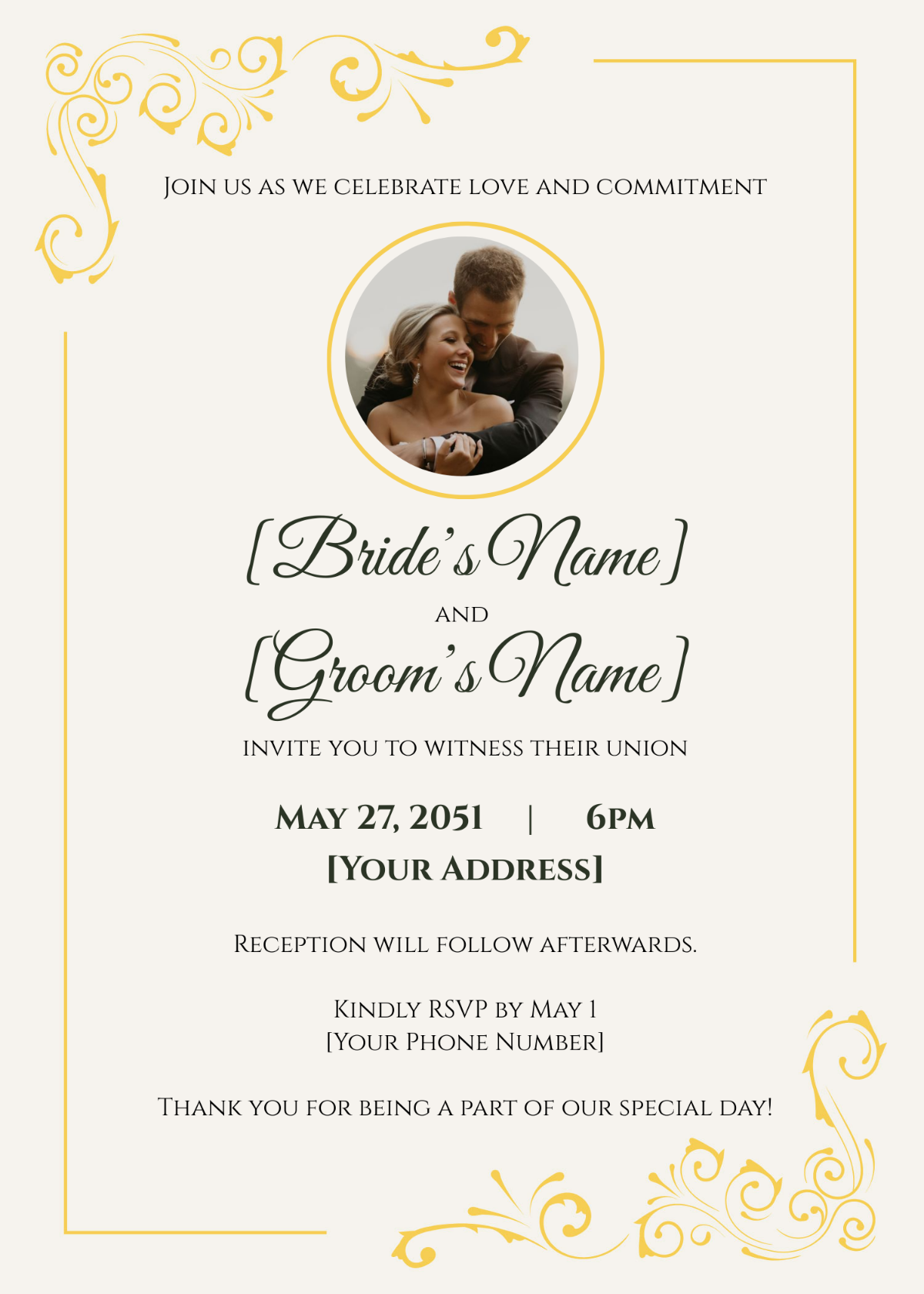 Real Foil Wedding Invitation Template - Edit Online & Download Example ...