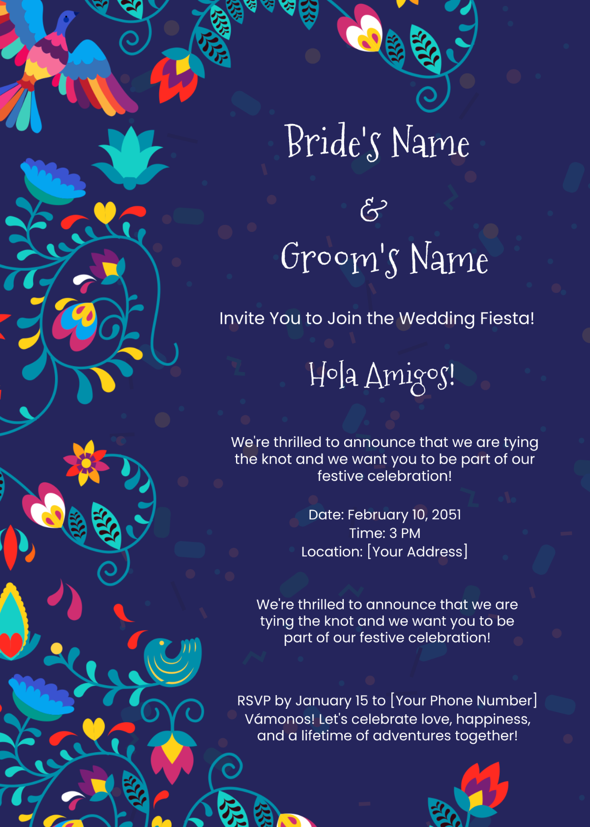 Fiesta Wedding Invitation Templates - Edit Online & Download Example ...