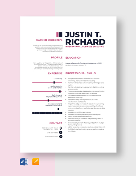 Business Process Executive Resume/CV Template - Word | PSD | Apple ...