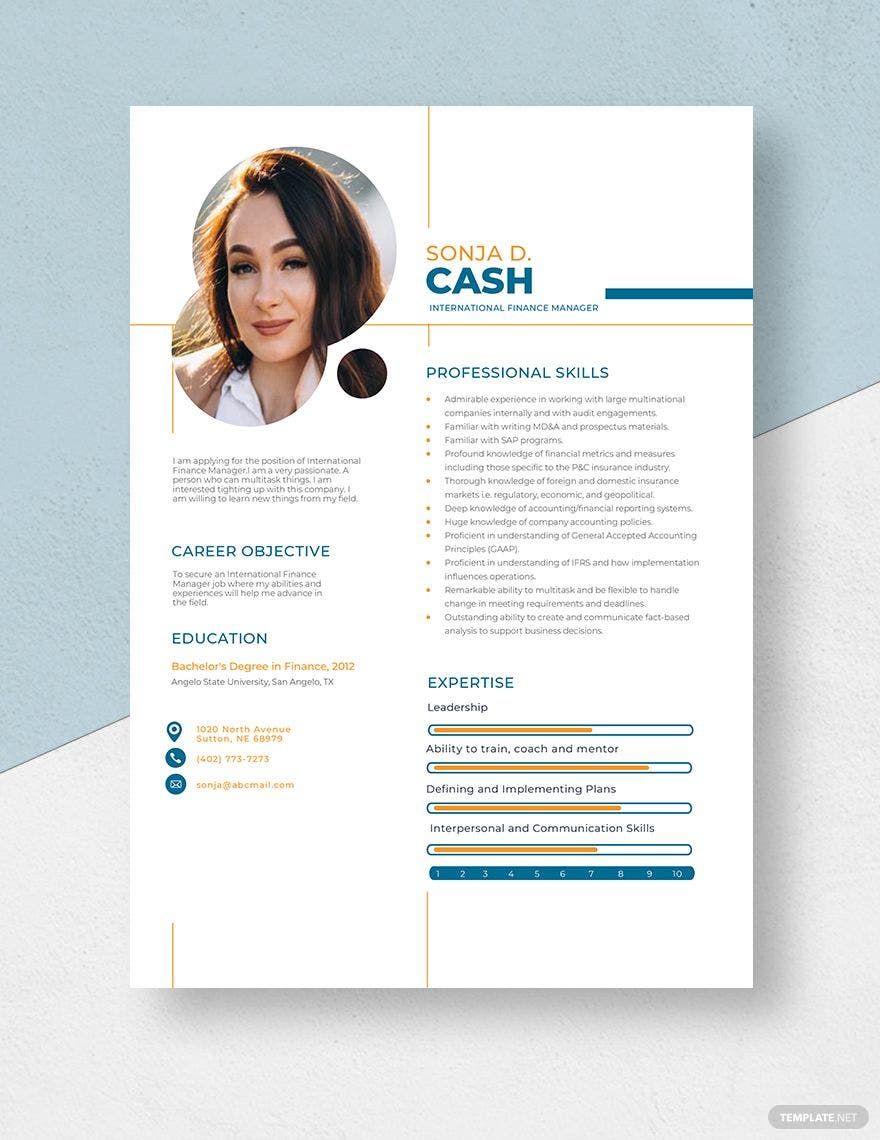 International Finance Manager Resume Download In Word Apple Pages 