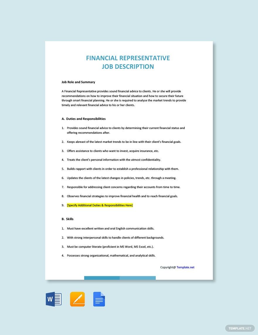 Advertising Sales Representative Job Ad/Description Template - Google ...