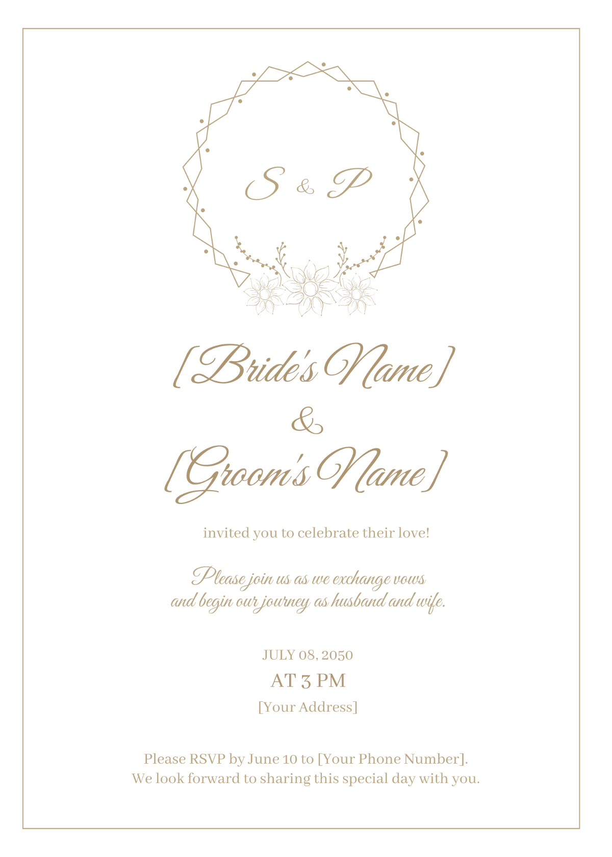 Gilded Monogram Wedding Invitation Templates - Edit Online & Download ...