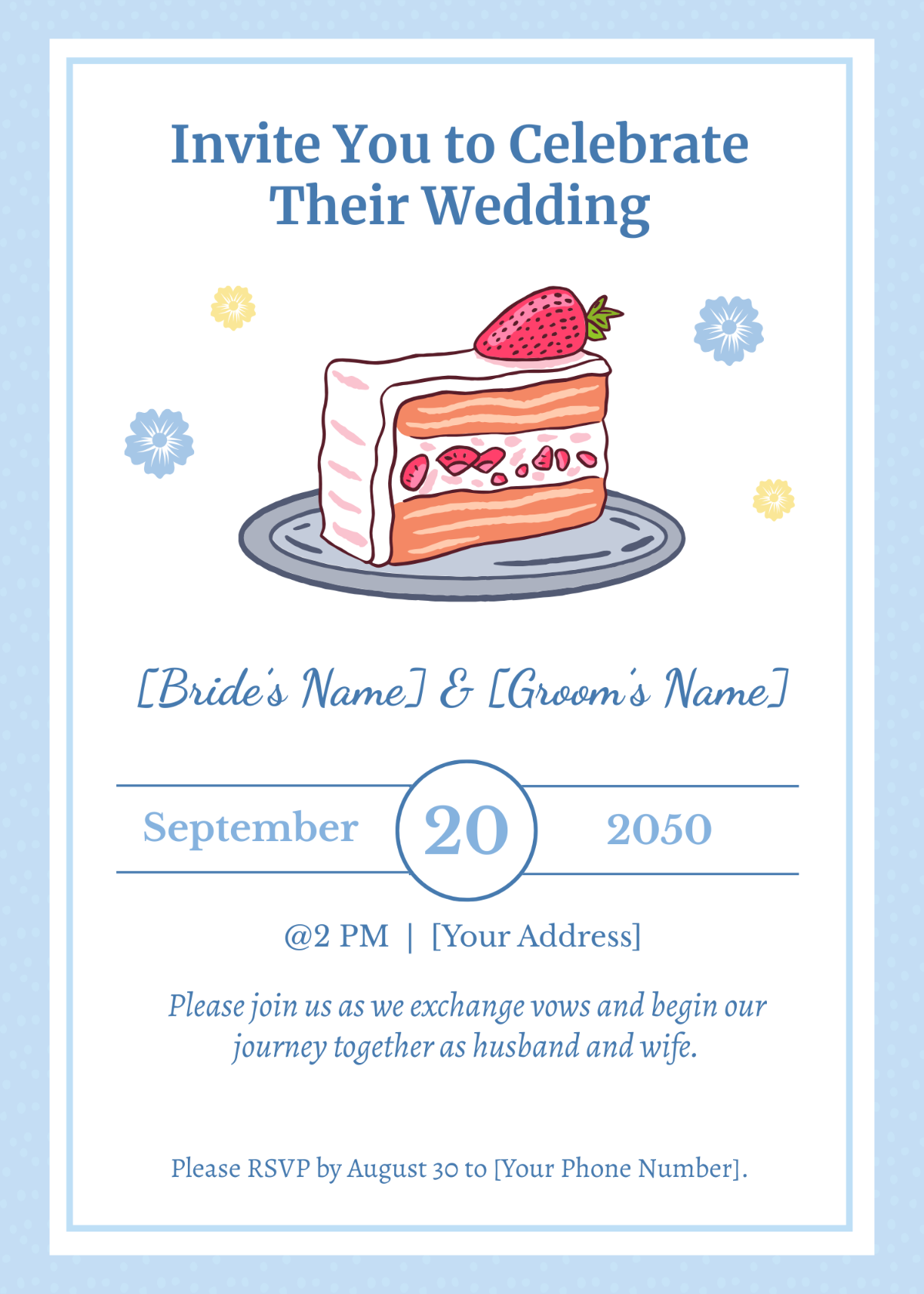 Hand Drawn Cake Wedding Invitation Templates - Edit Online & Download ...