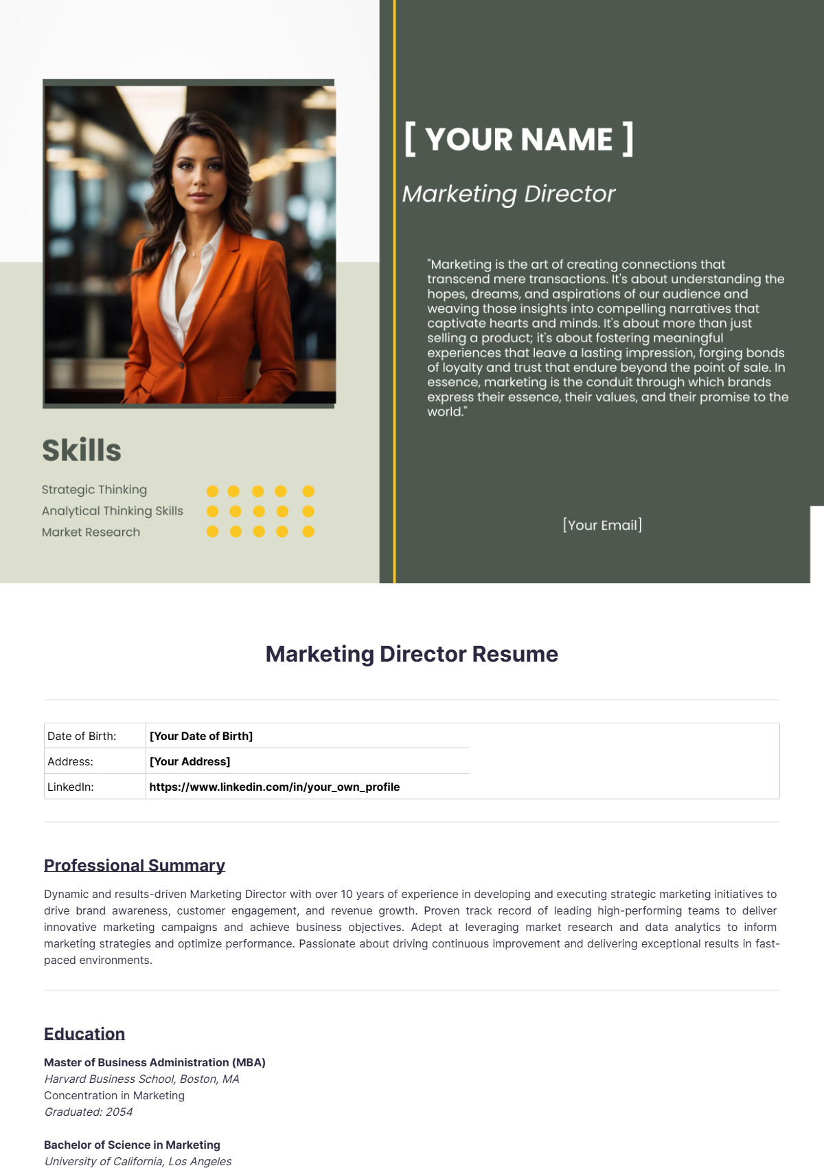 Marketing Director Resume - Edit Online & Download Example | Template.net