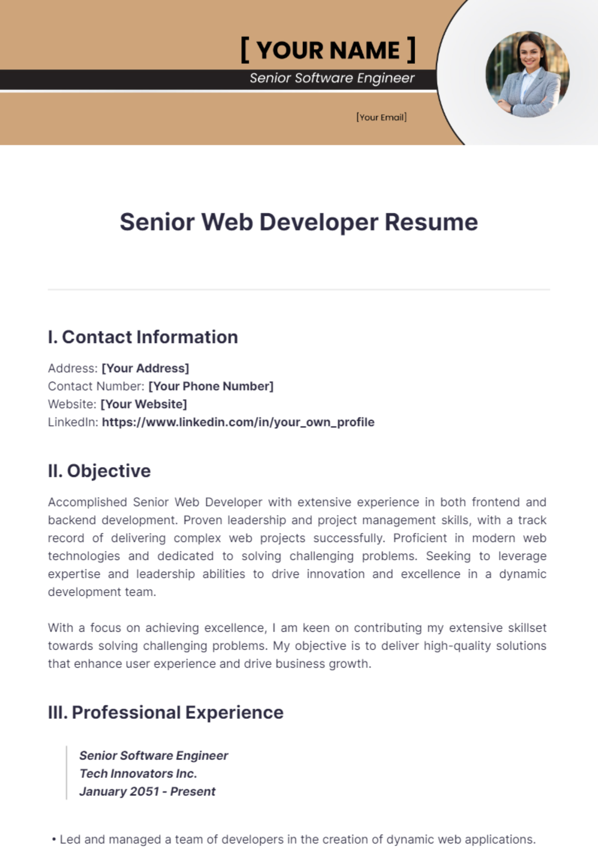 Senior Web Developer Resume - Edit Online & Download Example | Template.net