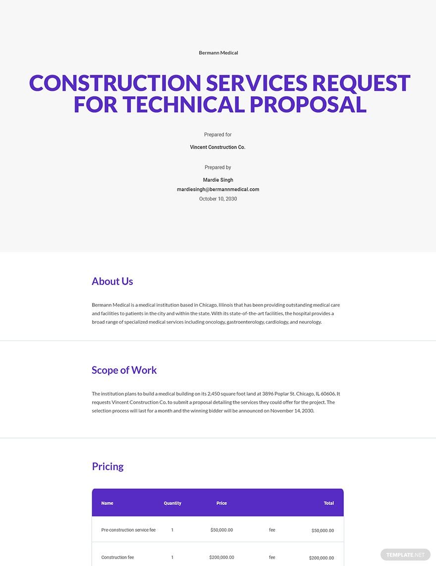 Request for Technical Proposal Template - Google Docs, Word, Apple ...