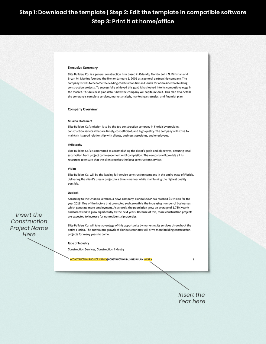 Building Construction Business Plan Template - Google Docs, Word, Apple ...