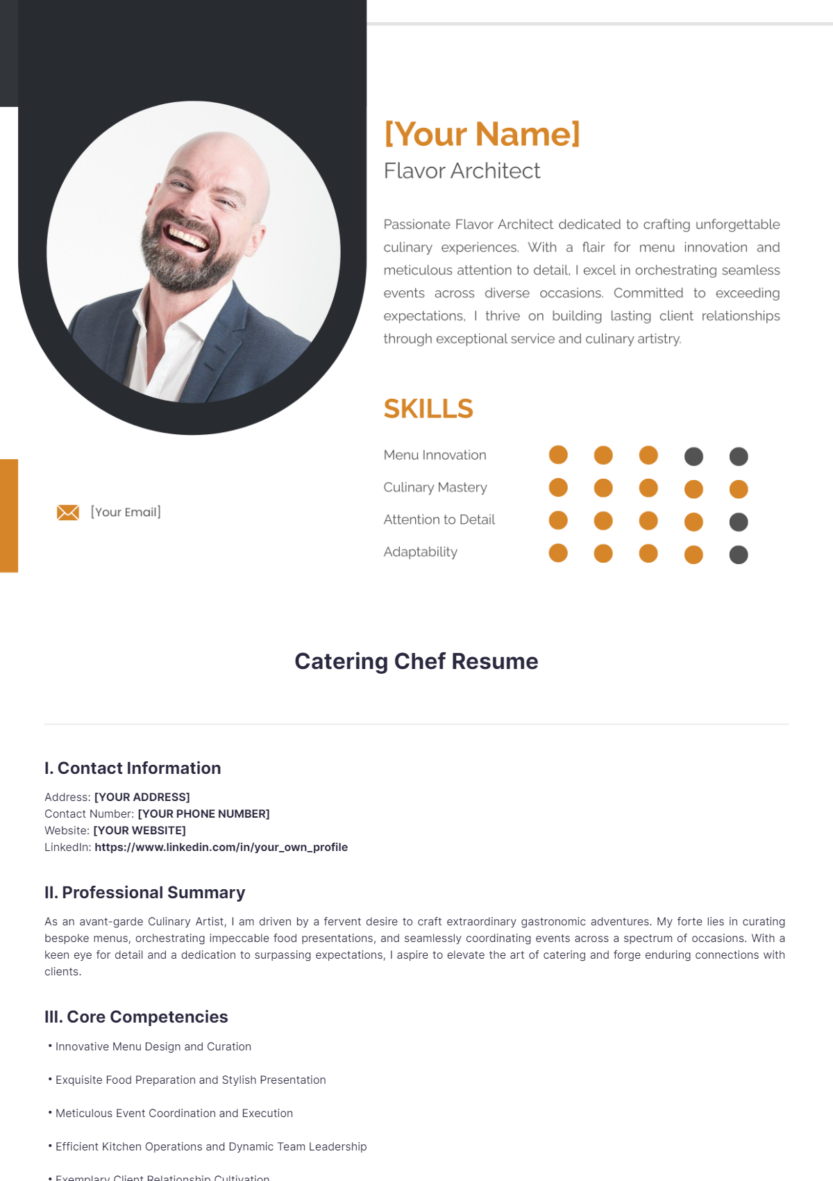 Catering Chef Resume - Edit Online & Download Example | Template.net