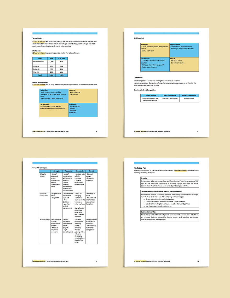 Construction Repair Business Plan Template - Google Docs, Word, Apple ...
