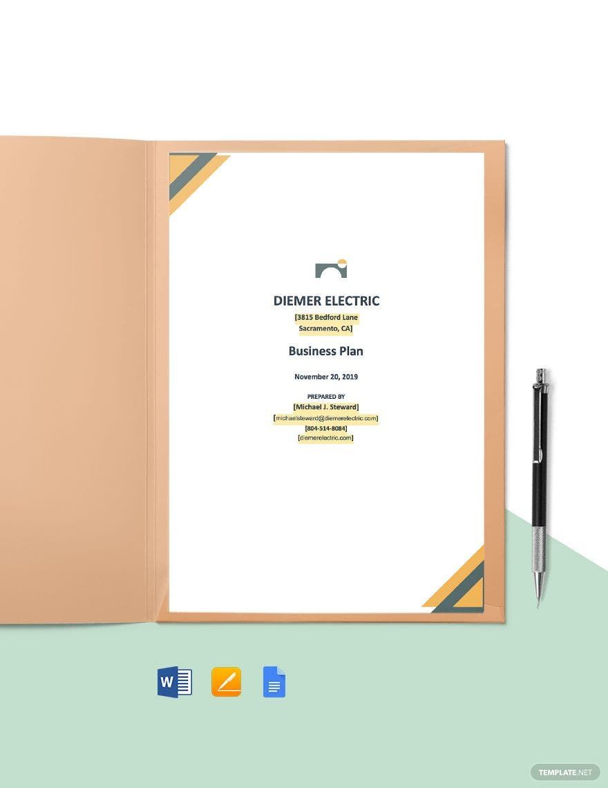 Electrical Contractor Business Plan Template Google Docs Word Apple 