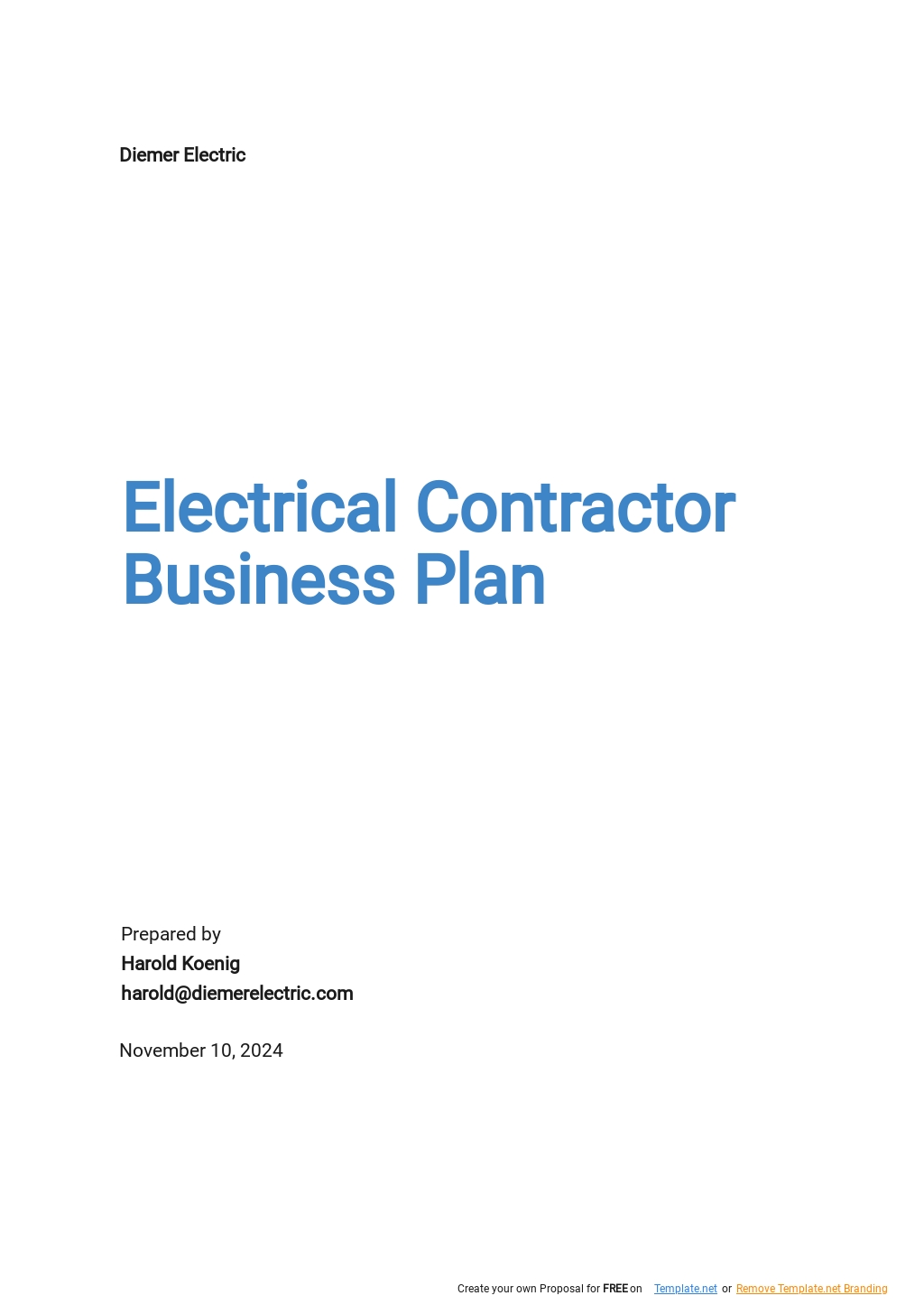 Electrical Contractor Business Plan Template