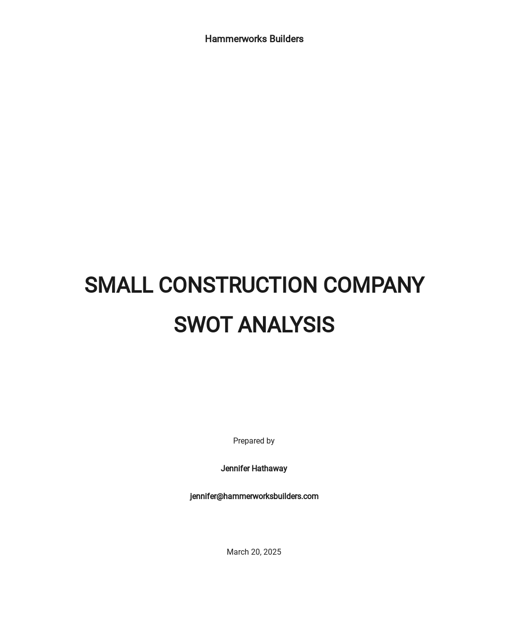 Free Sample Construction SWOT Analysis Template - Google Docs, Word ...