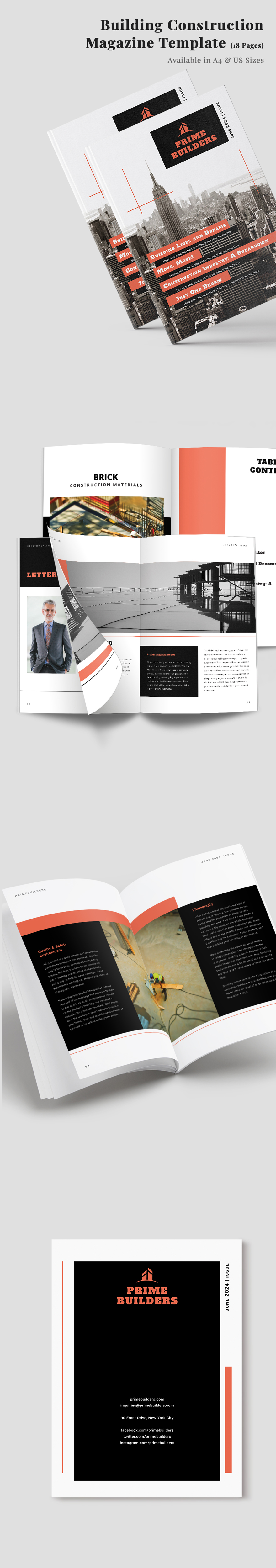 Construction News Magazine Template - InDesign, Word | Template.net