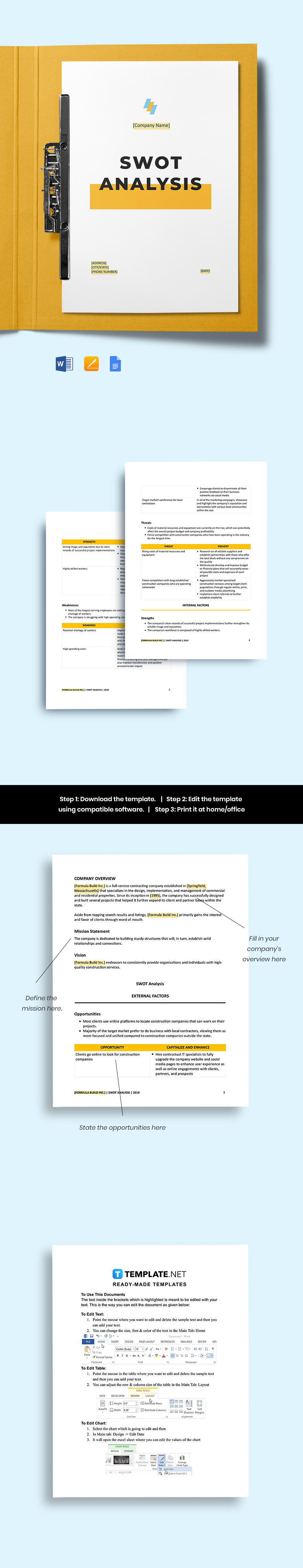 Free Sample Construction SWOT Analysis Template - Google Docs, Word ...