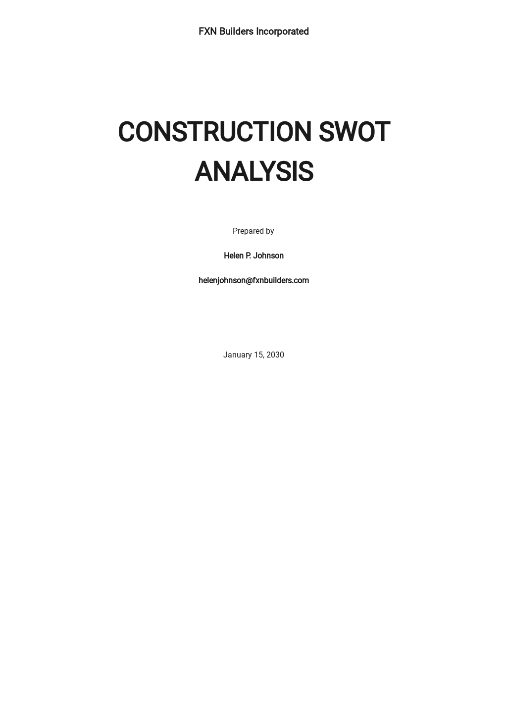 Free Construction Basic SWOT Analysis Template - Google Docs, Word ...