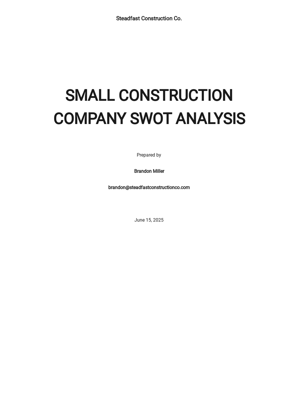 Free Construction Basic SWOT Analysis Template - Google Docs, Word ...